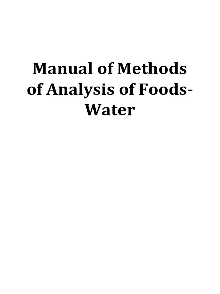 Water Analysis Methods Manual | PDF | Ph | Filtration