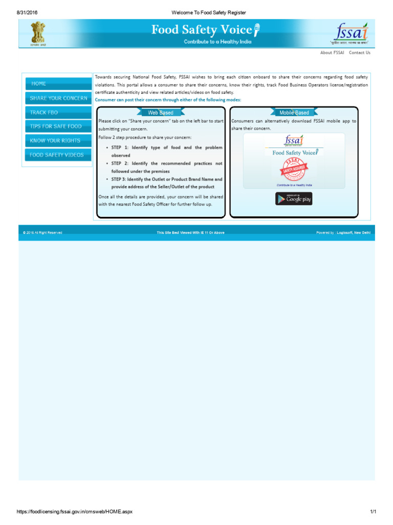 Welcome To Food Safety Register1 | PDF