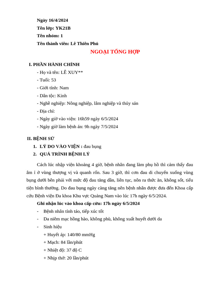 Ngo I T NG H P: Ngày 16/4/2024 Tên L P: YK21B Tên Nhóm: 1 Tên Thành Viên: Lê Thiên Phú | PDF