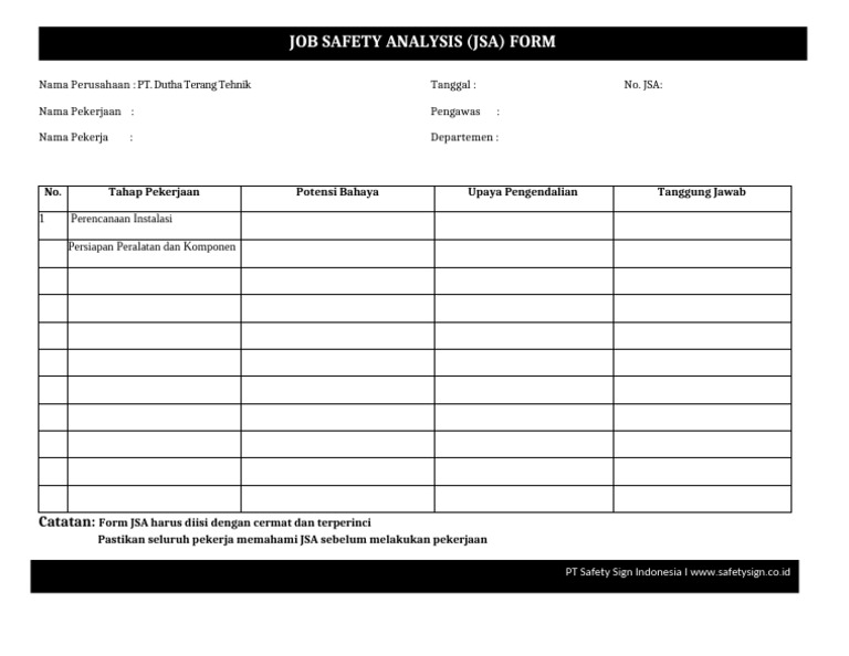 Job Safety Analysis Jsa Form | PDF