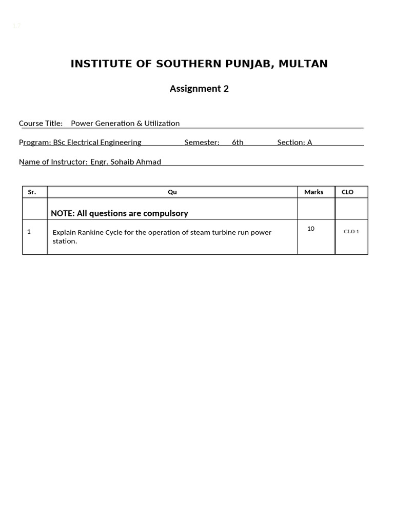 Institute of Southern Punjab, Multan: Assignment 2 | PDF