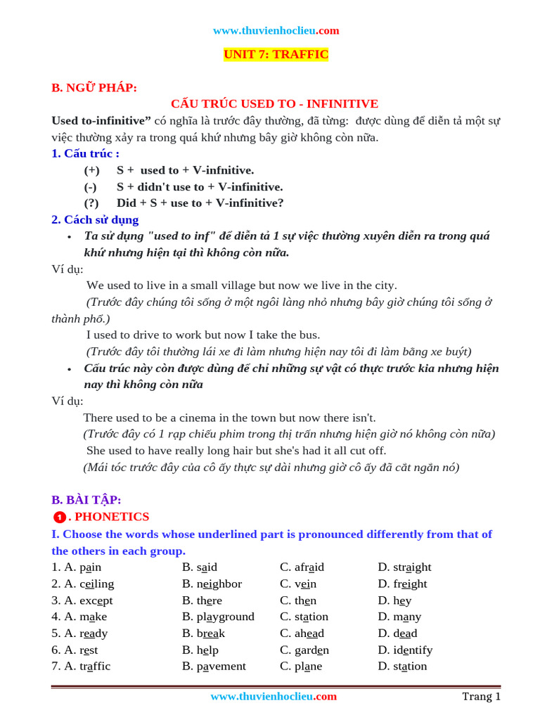 BTTHCS TA7 Unit 7 | PDF | Traffic | Motorcycle