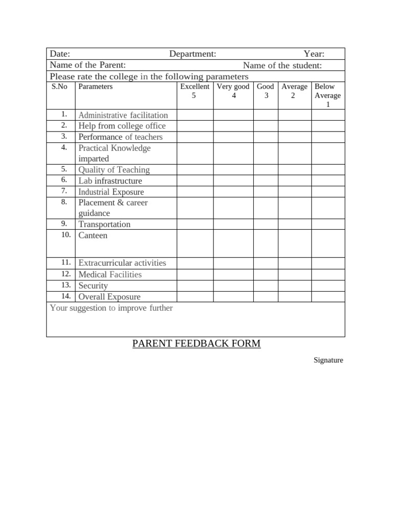 Parents Feedback Form | PDF