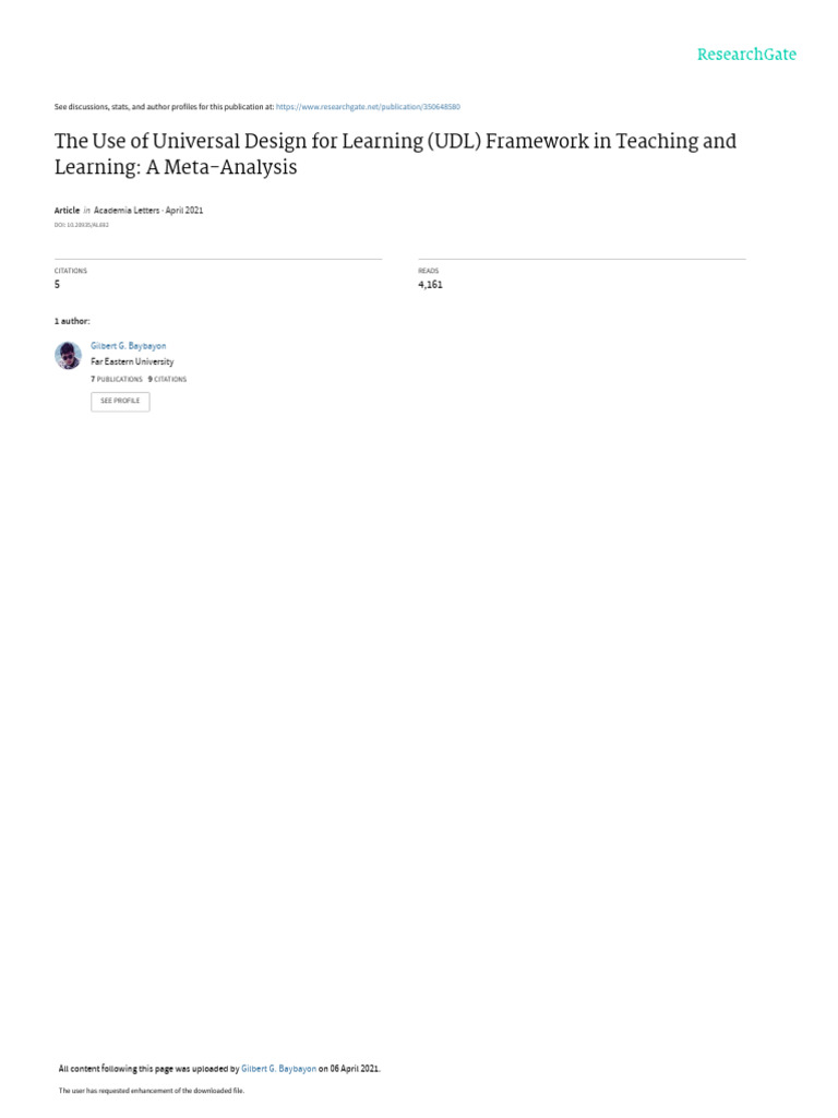 The Use of Universal Design For Learning (UDL) Framework in Teaching ...