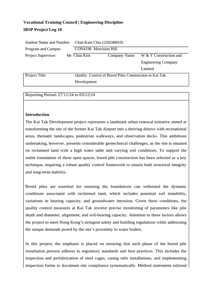Annex 2a IBSP-Project Log 10 | PDF | Deep Foundation | Welding
