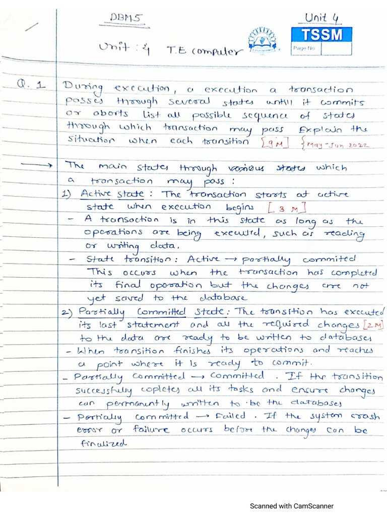 Master Solution DBMS Unit 4 | PDF