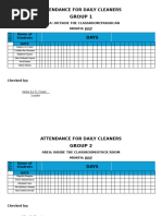 Daily Cleaners Attendance Sheet | PDF