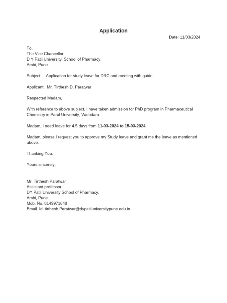 Application For Leave Approval | PDF
