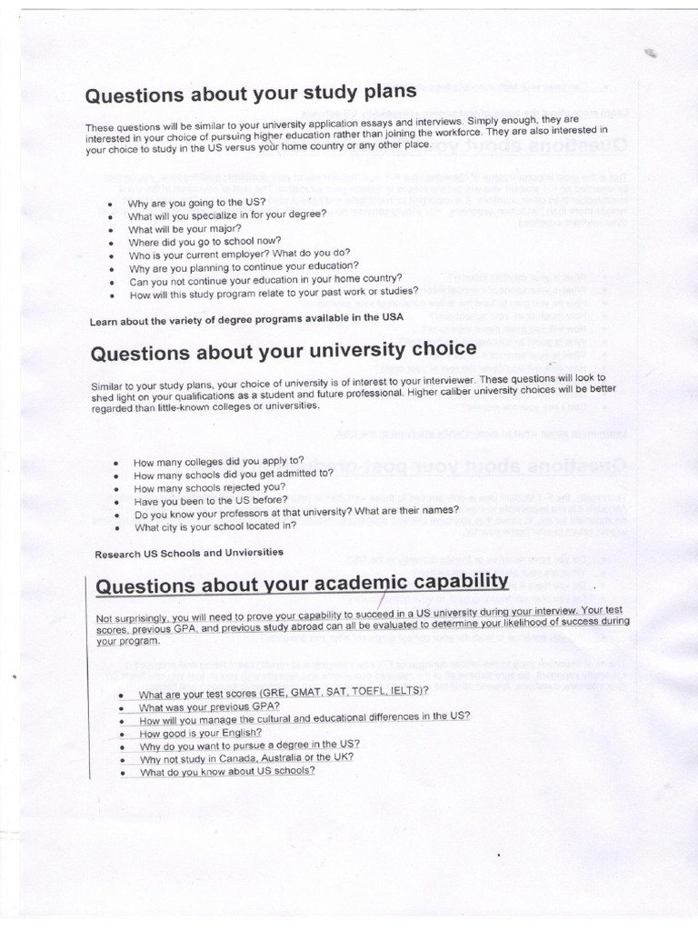 USA Interview questions | PDF