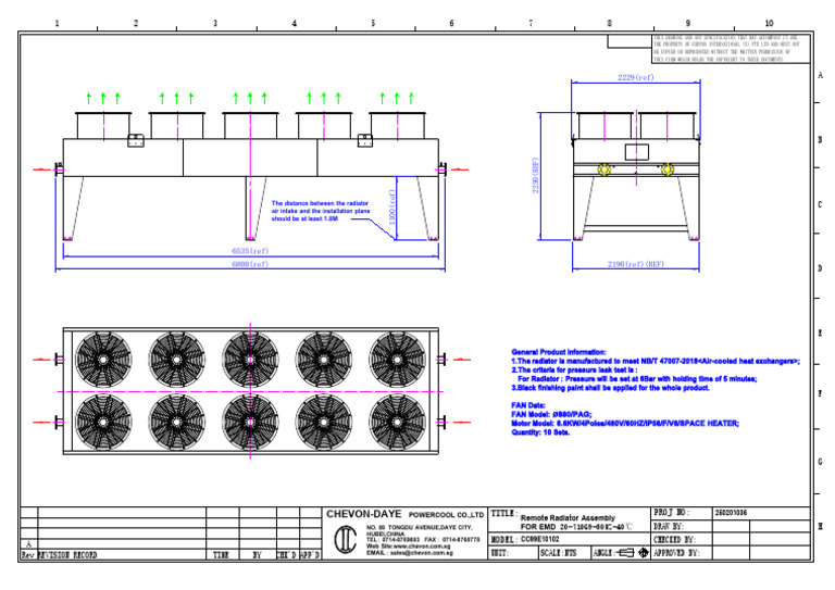 EMD 20-710G9-60HZ-2500KW-40℃ Remote Horizontal Radiator Assembly - R0 ...