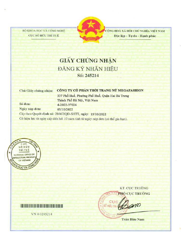 Giay Dang Ky Nhan Dien Thuong Hieu | PDF