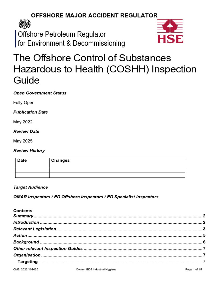 Control of Substances Hazardous To Health (COSHH) Inspection | PDF ...