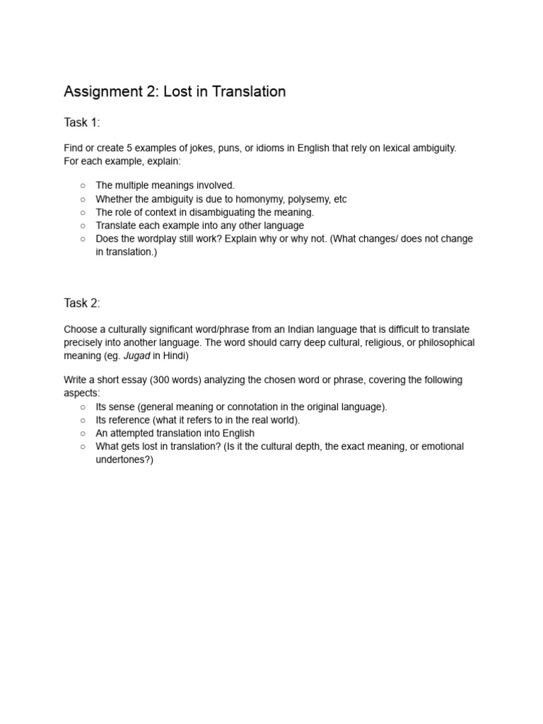 Assignment 2_ Lost in Translation | PDF