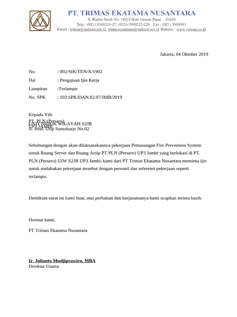 Surat Ijin Kerja | PDF