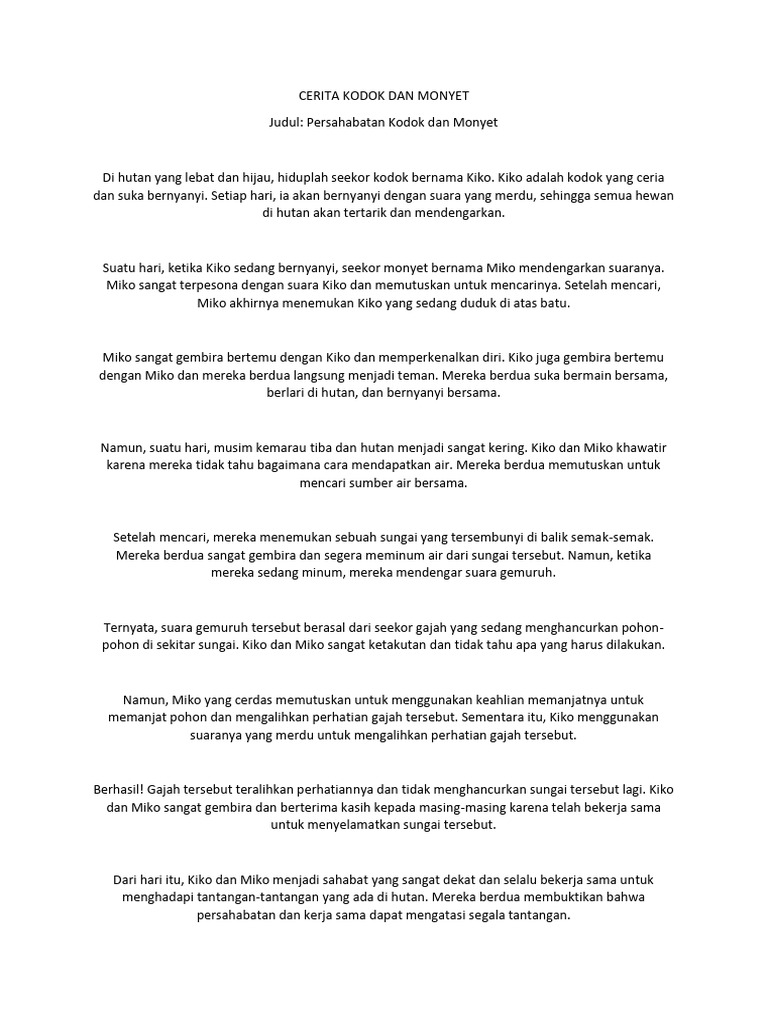 Cerita Kodok Dan Monyet | PDF