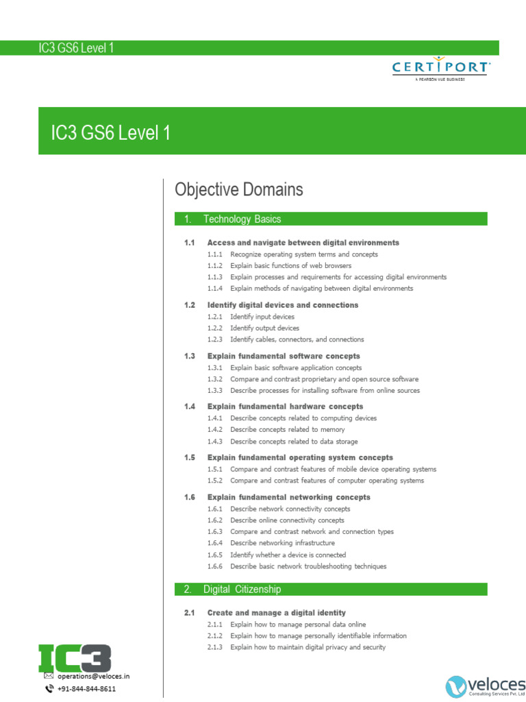 IC3_GS6_Level_1_Exam-Objective | PDF | Operating System | Computer Network