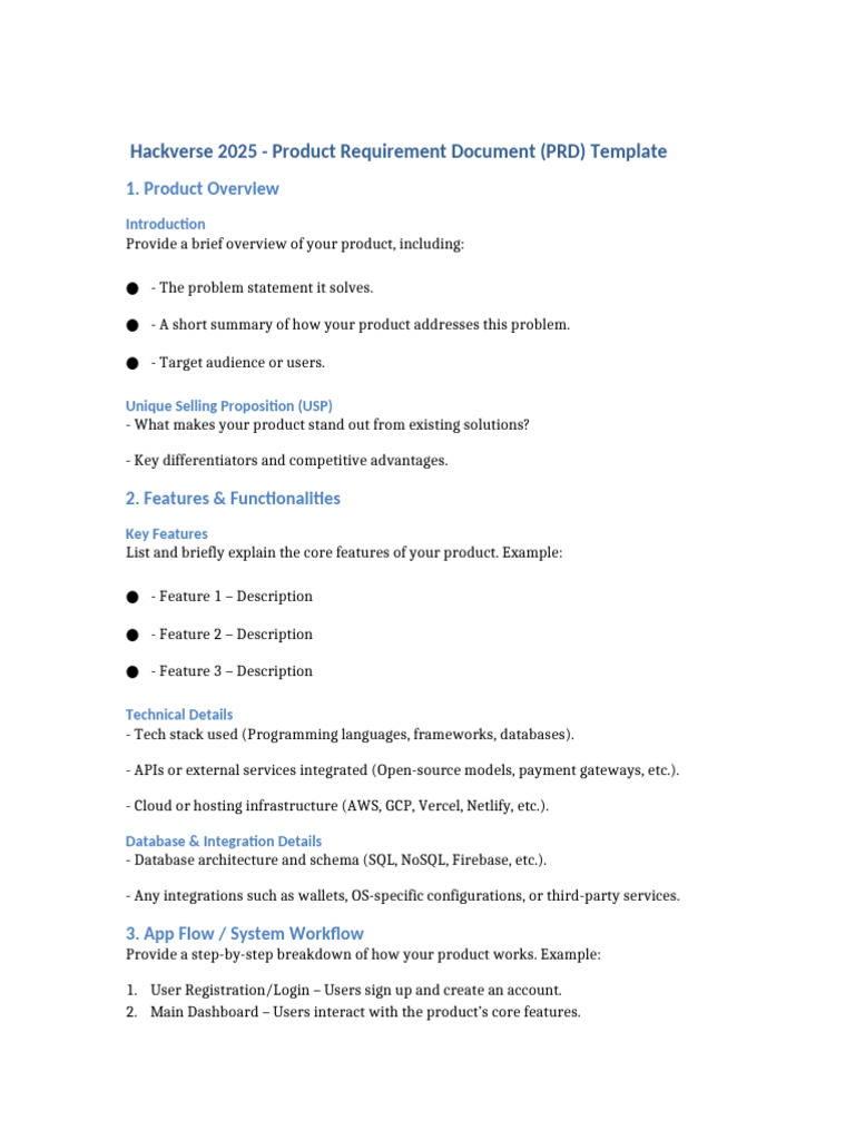 Hackverse 2025 PRD Template | PDF