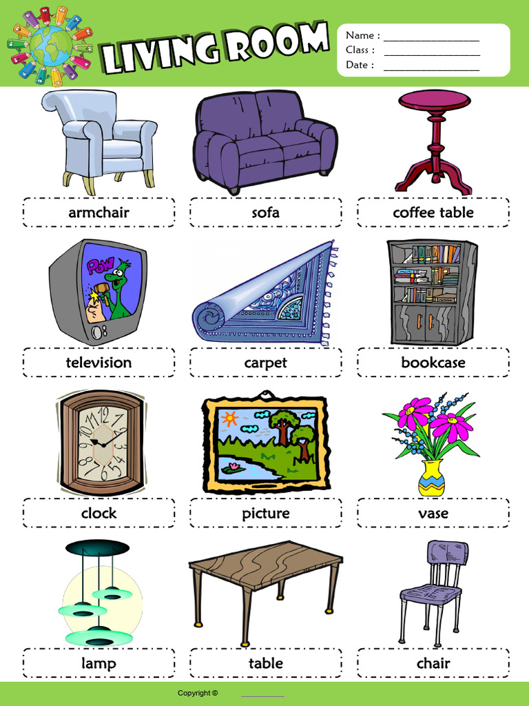 Living Room Esl Picture Dictionary For Kids | PDF