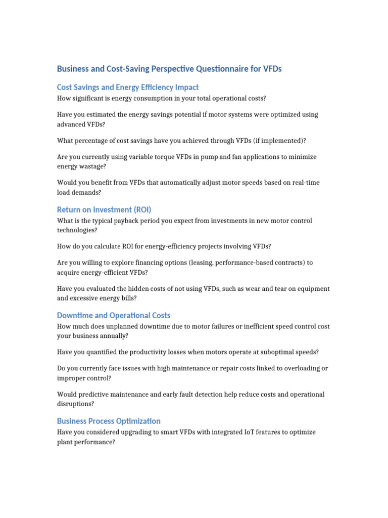Business Cost Saving Questionnaire | PDF | Efficient Energy Use ...