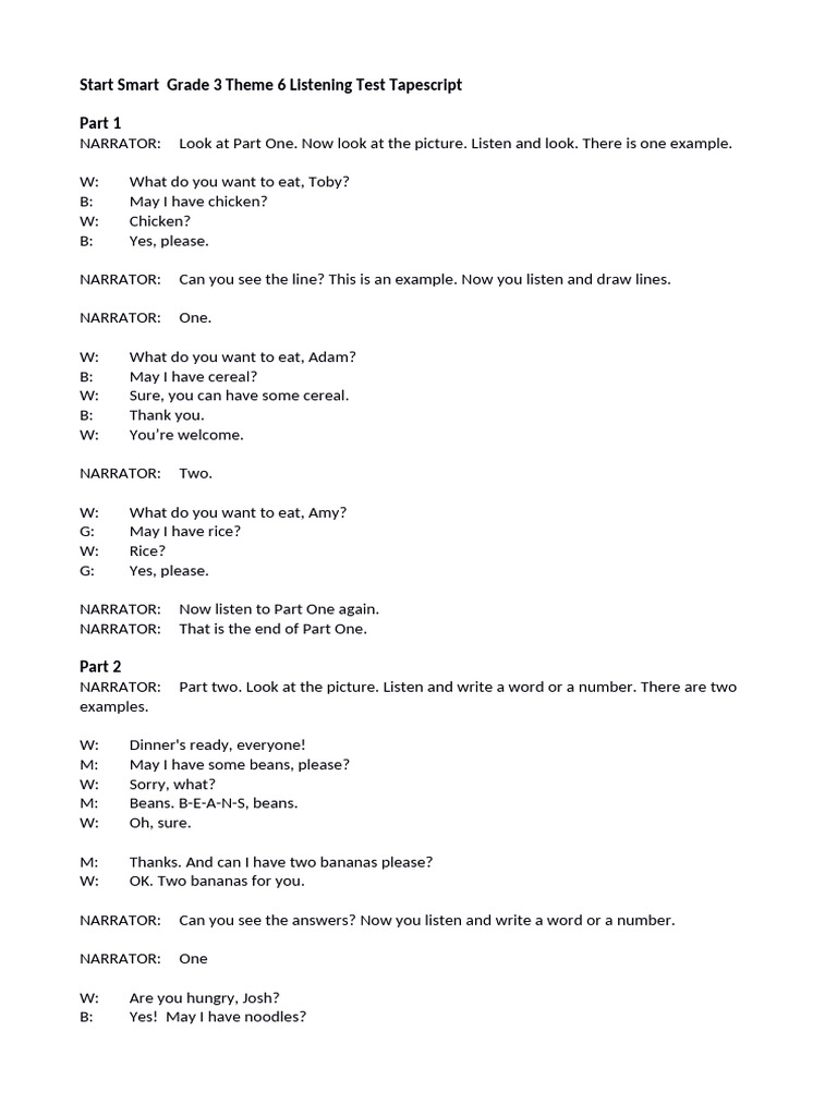 ISS Grade 3 - Scripts Test Theme 6 | PDF | Asian Cuisine | Food And ...