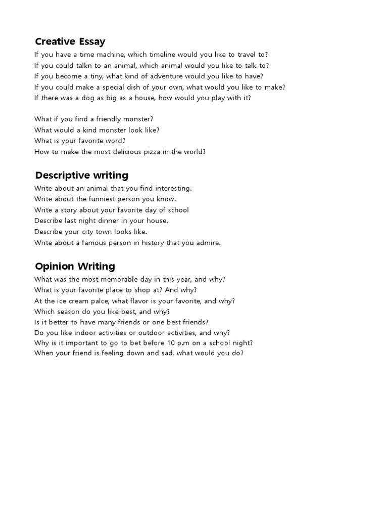 Creative Writing Prompts for Kids | PDF