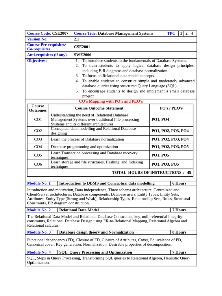 Cse2007 Database-Management-Systems Eth 2.1 15 Cse2007 - Database Management Systems 2.1 | PDF ...