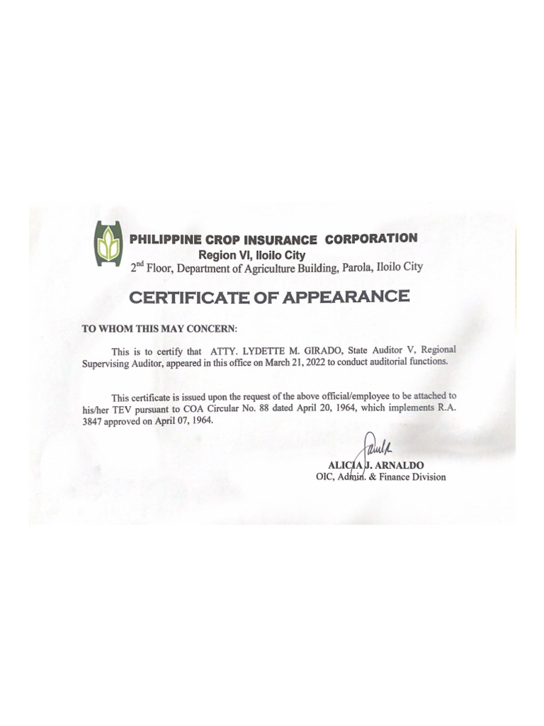 Philippine Crop Insurance Corporation | PDF