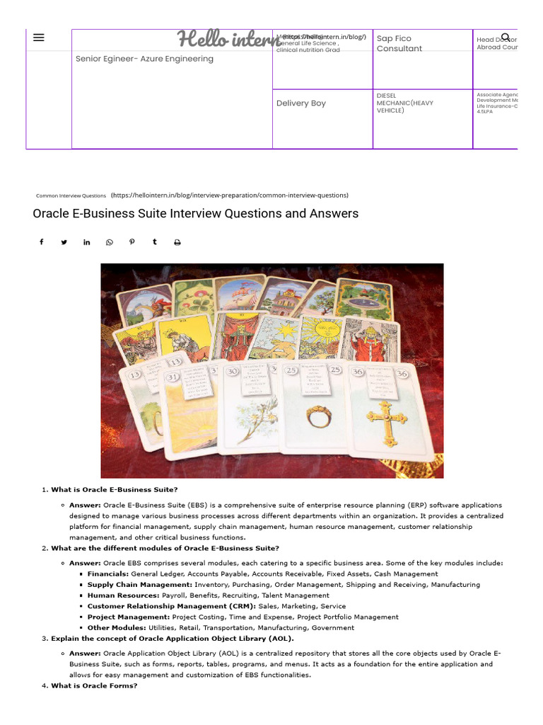 Oracle E-Business Suite Interview Questions and Answers - HelloIntern - in - Blog | PDF ...