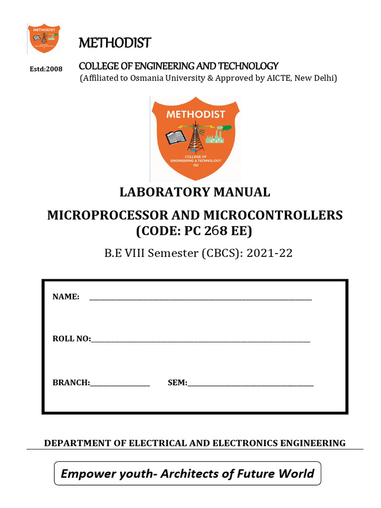 712778 MPMC Lab Manual 2021-22 | PDF | Engineering | Assembly Language