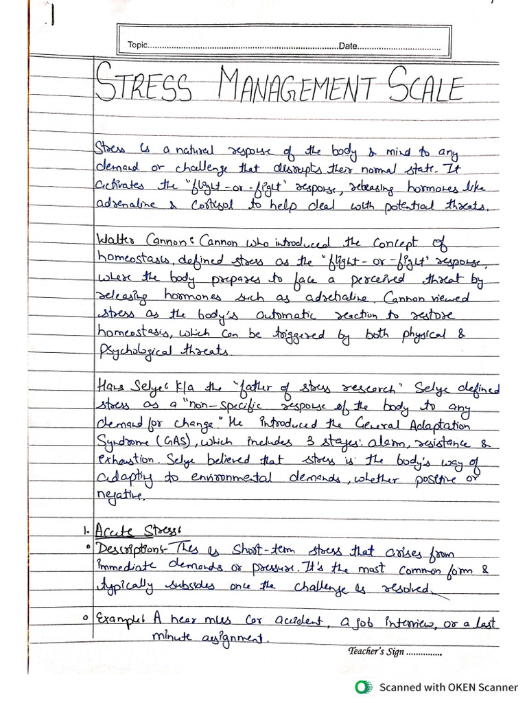 PoP - Stress Management Scale | PDF