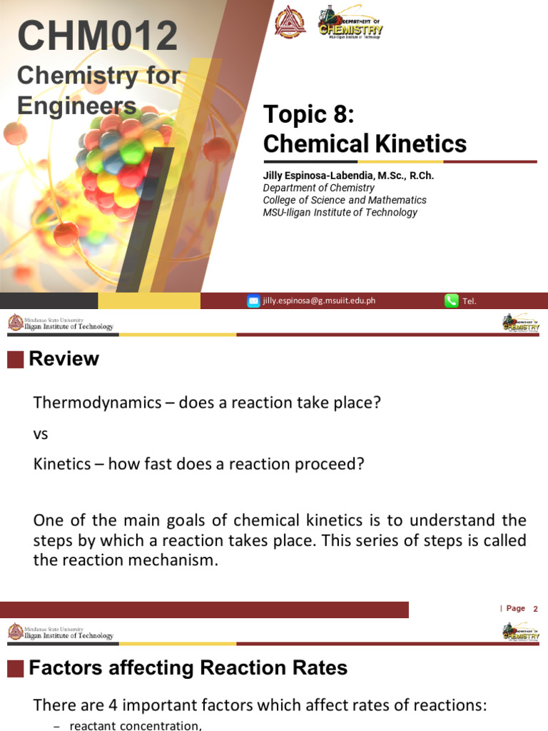 Topic 8 - Chemical Kinetics | PDF | Reaction Rate | Chemical Kinetics