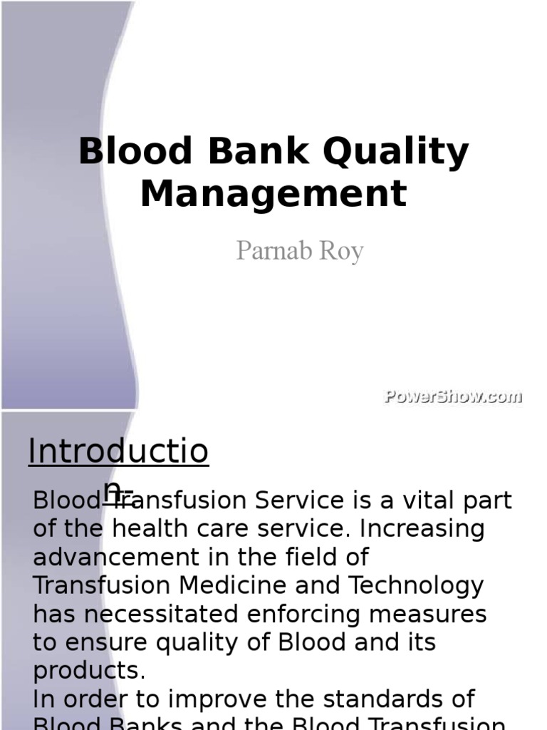 Blood Bank Quality Manage 2797670 | PDF | Blood Donation | Blood ...