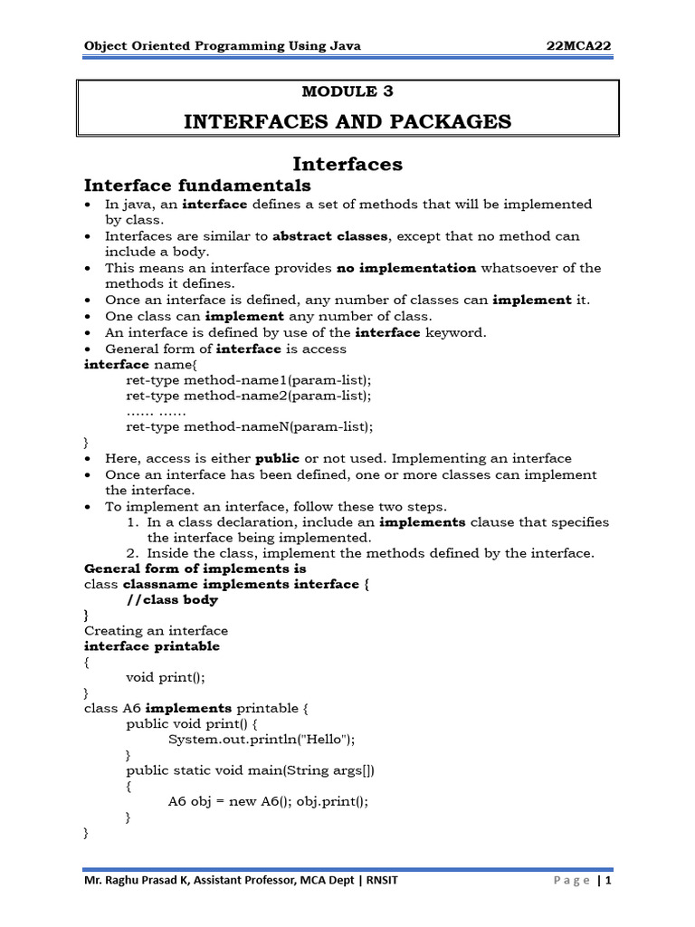 Mca Scheme 2022 2nd Sem Java Module 3 Pdf Class Computer Programming Method
