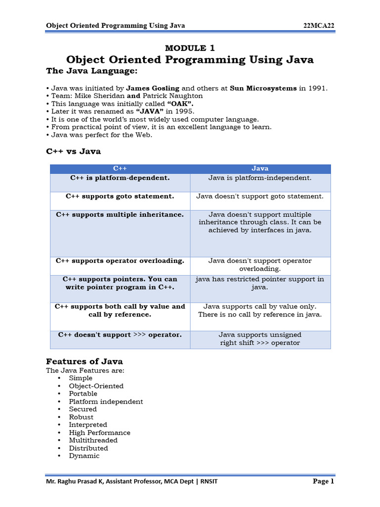 Mca(scheme- 2022 ) 2nd sem (Java) module 1 | PDF | Java (Programming Language) | Java Virtual ...