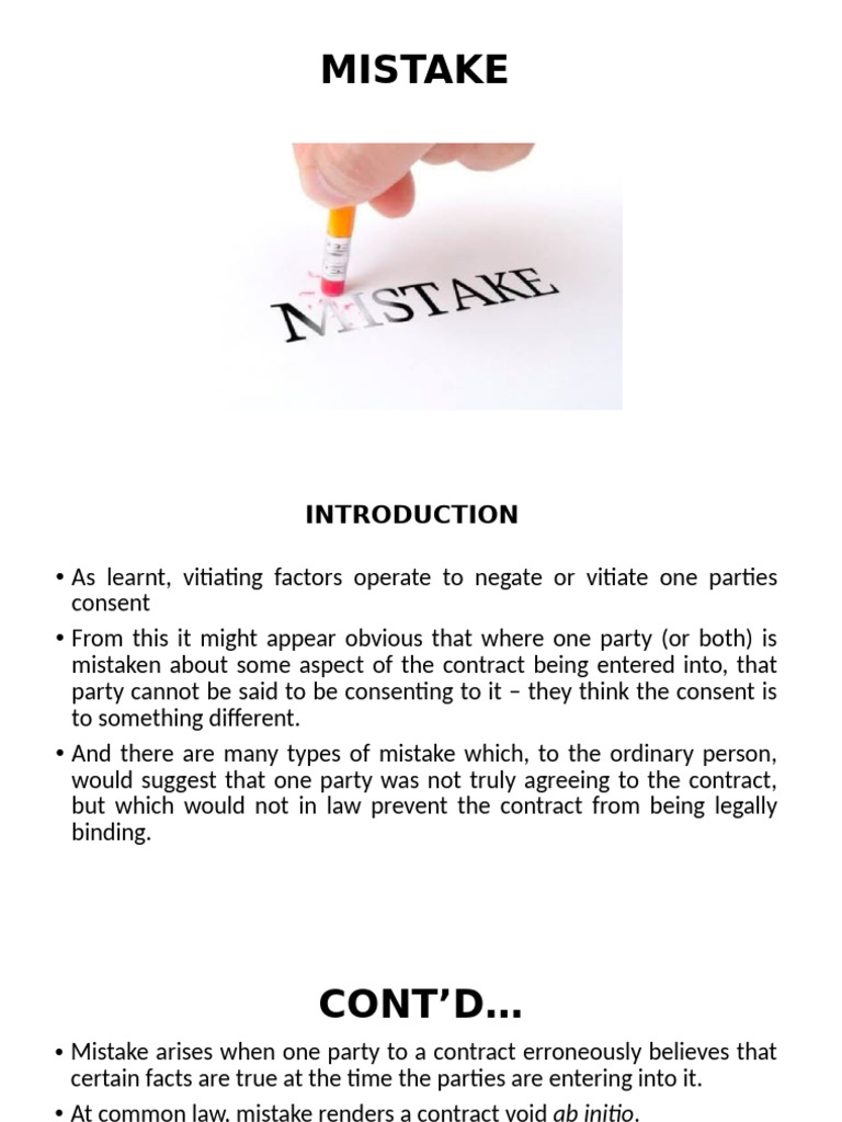 Contract Mistakes Explained | PDF | Contract Law | Business Law
