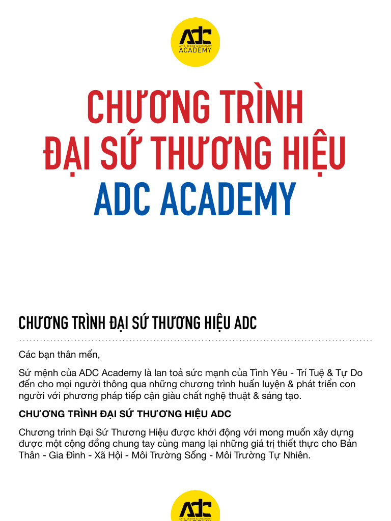 ĐẠI SỨ THƯƠNG HIỆU ADC ACADEMY | PDF