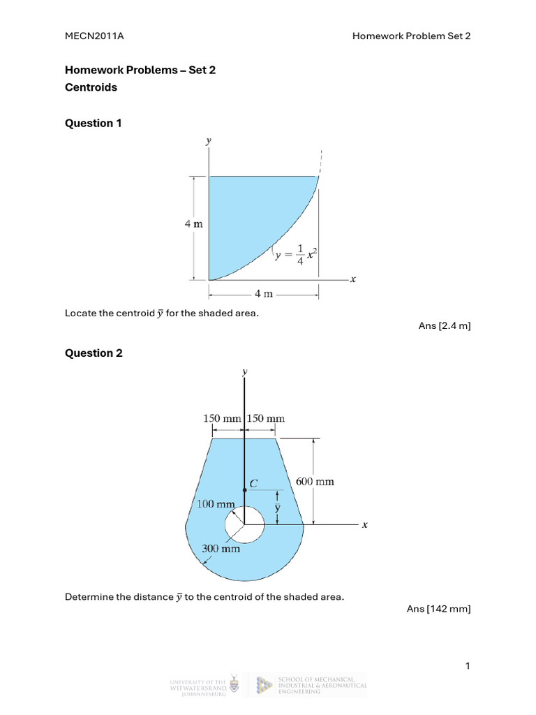 Centroid Calculation Problems | PDF