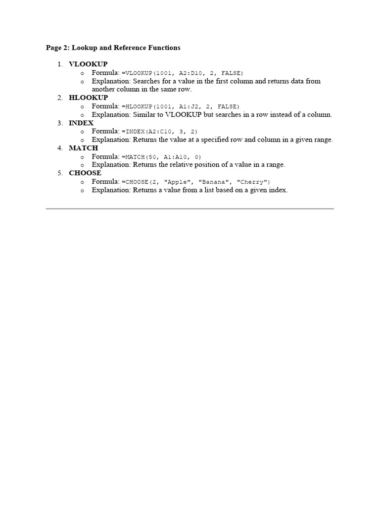 Excel Lookup Functions Guide | PDF