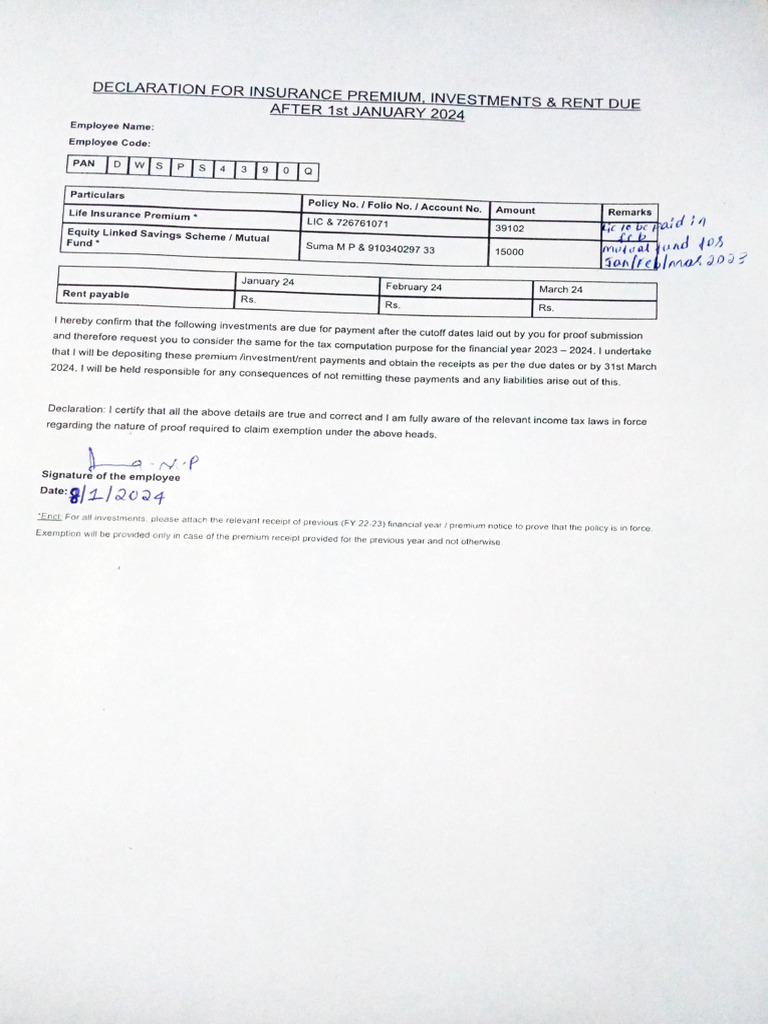 Future Declaration Form | PDF