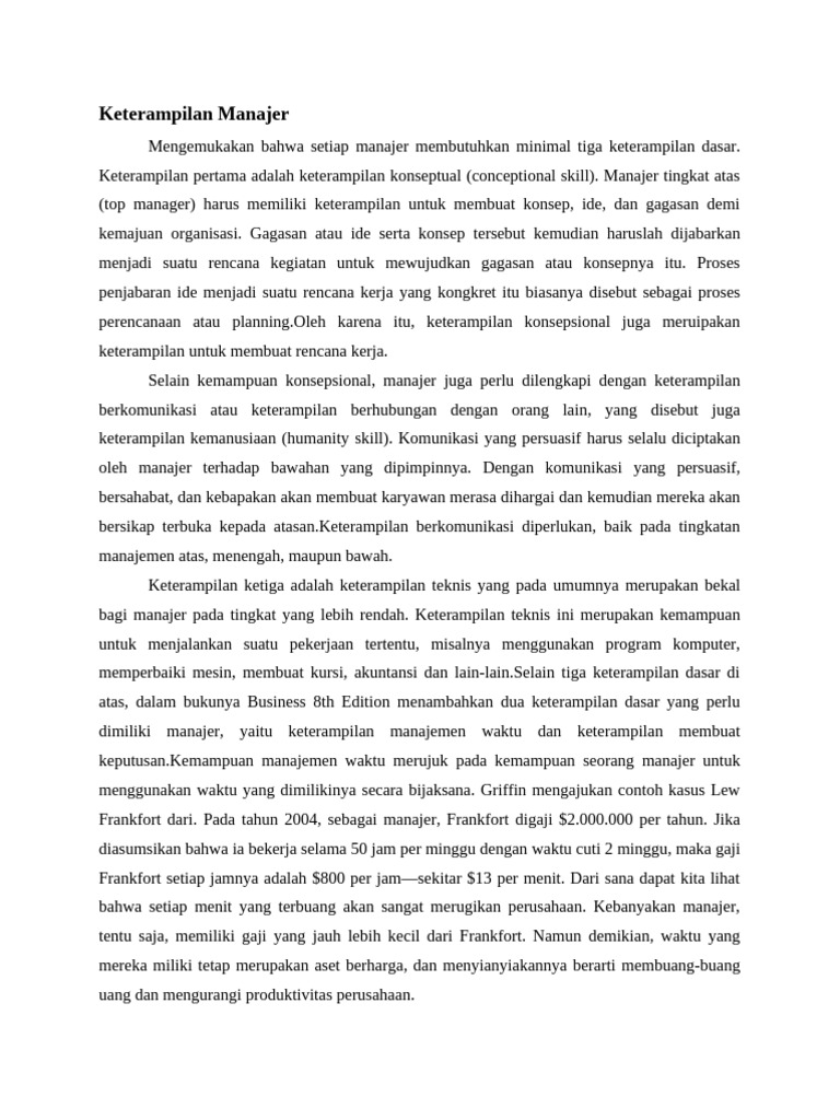 Keterampilan Esensial Manajer | PDF
