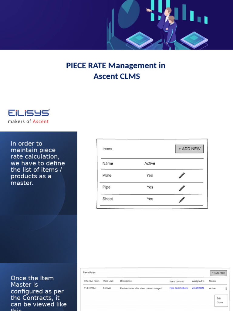 Piece Rate Management in Ascent CLMS | PDF