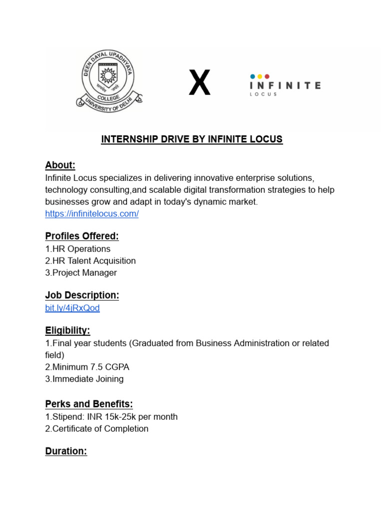 Internship Drive by Infinite Locus | PDF