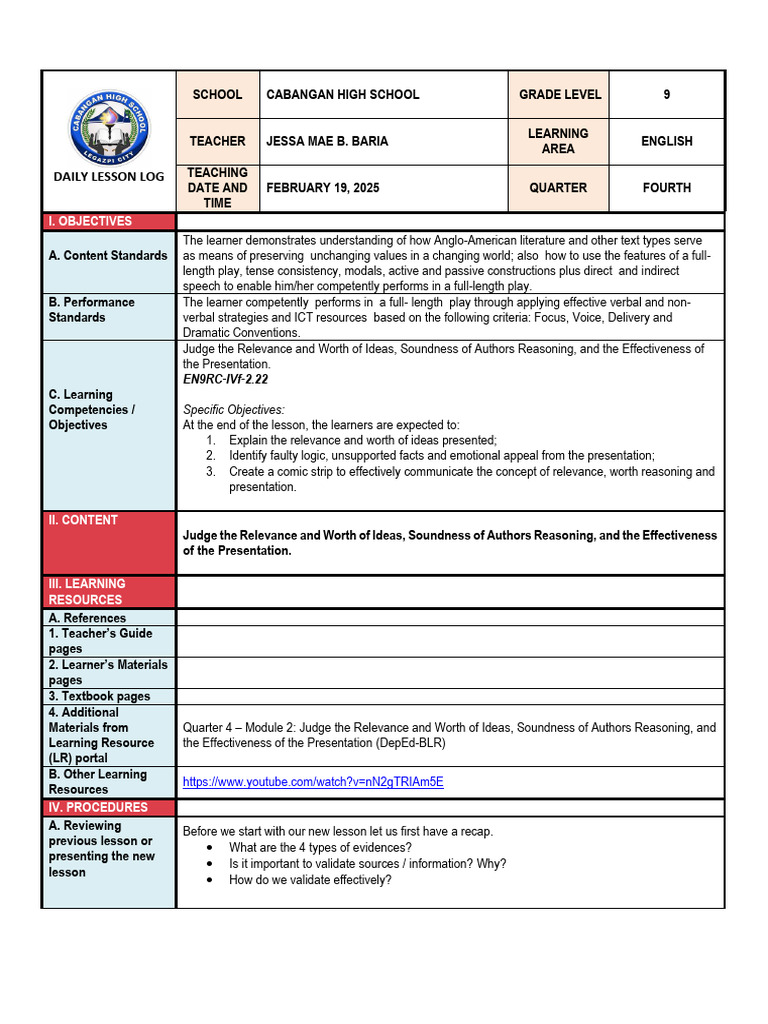 English Lesson on Evaluating Ideas | PDF | Fallacy | Logic