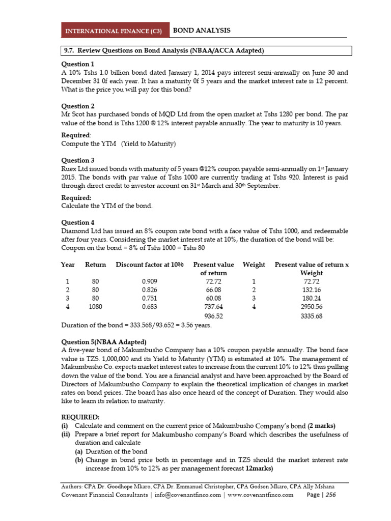 Bond Analysis and Yield Calculations | PDF | Bonds (Finance) | Investing