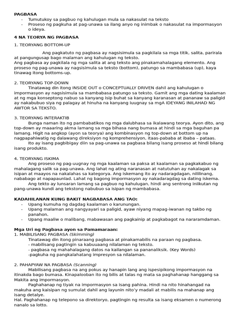 POINTERS-PAGBASA (1) | PDF