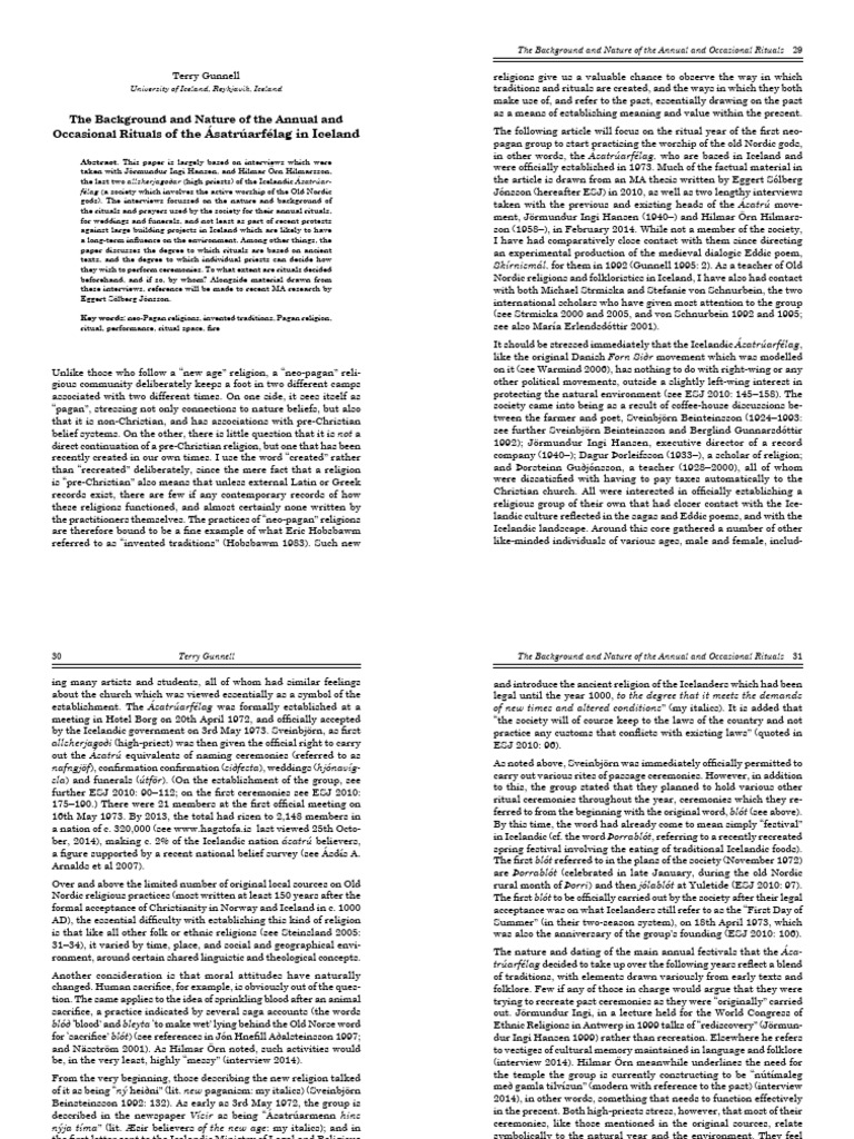 The Performance of Asatru The Background | PDF