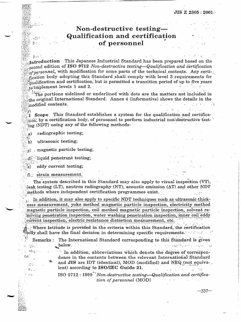 Jis Z 2305-2001 | PDF