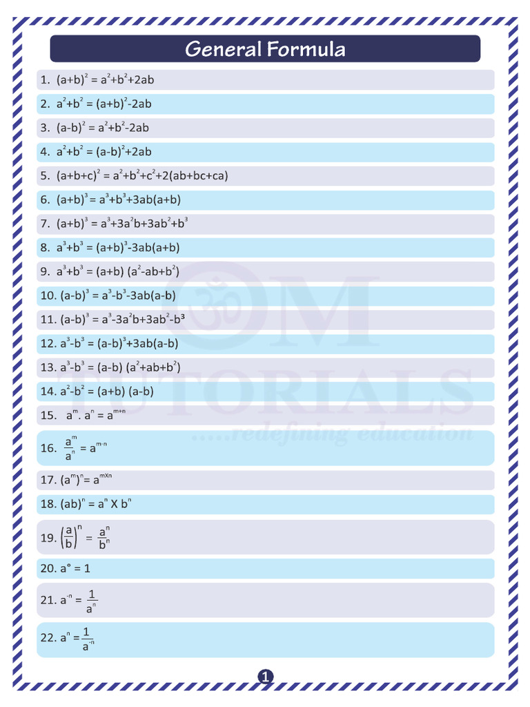 Algebra Formula3 | PDF