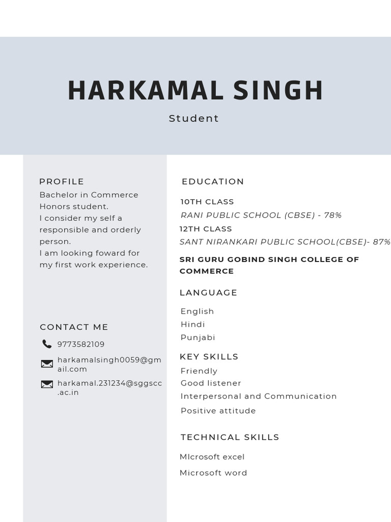 White Simple Student Cv Resume (7) | PDF