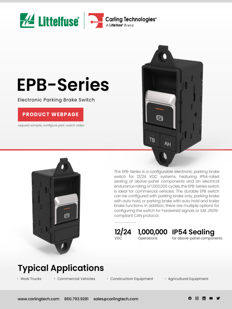 EPB Series Datasheet-3359454 | PDF | Switch | Vehicles